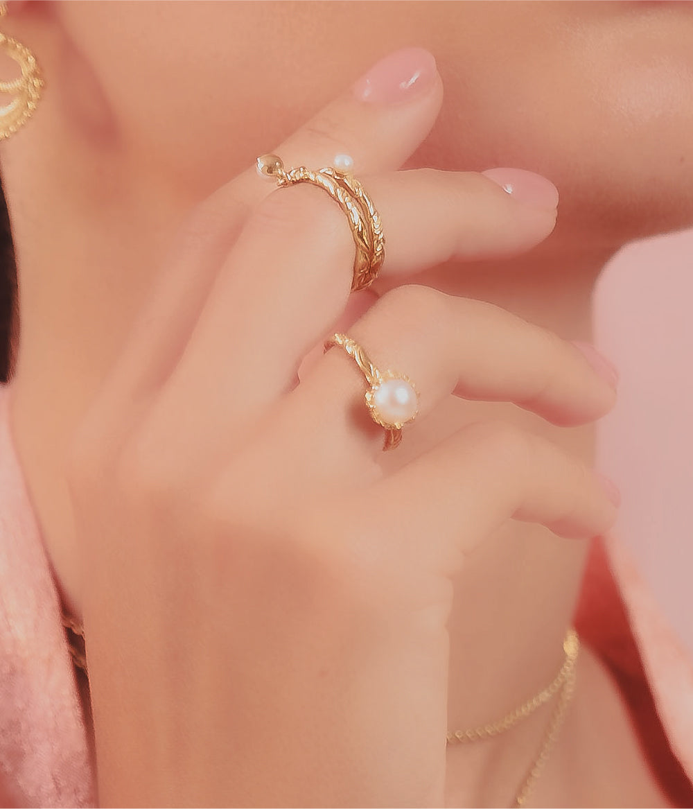Moon Cycle Pearl Ring Gold Dip – Tulola Jewelry