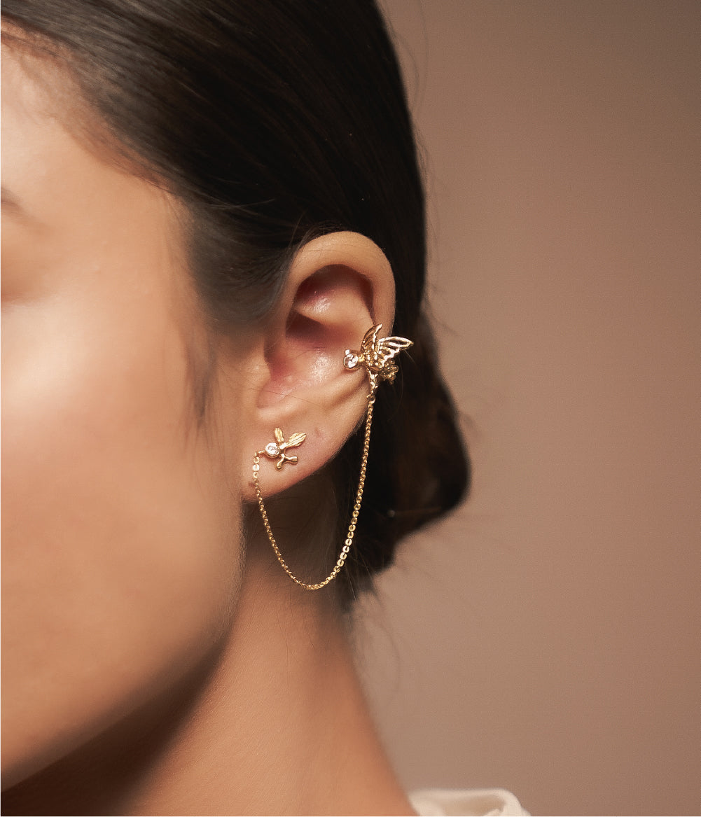 Dream Garden Butterfly Earjacket Gold Dip – Tulola Jewelry