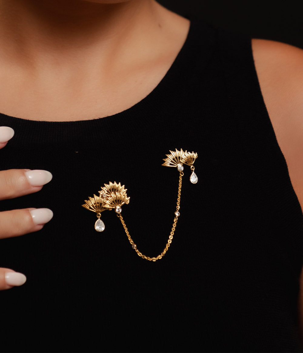 Janger Double Brooch Gold Dip – Tulola Jewelry