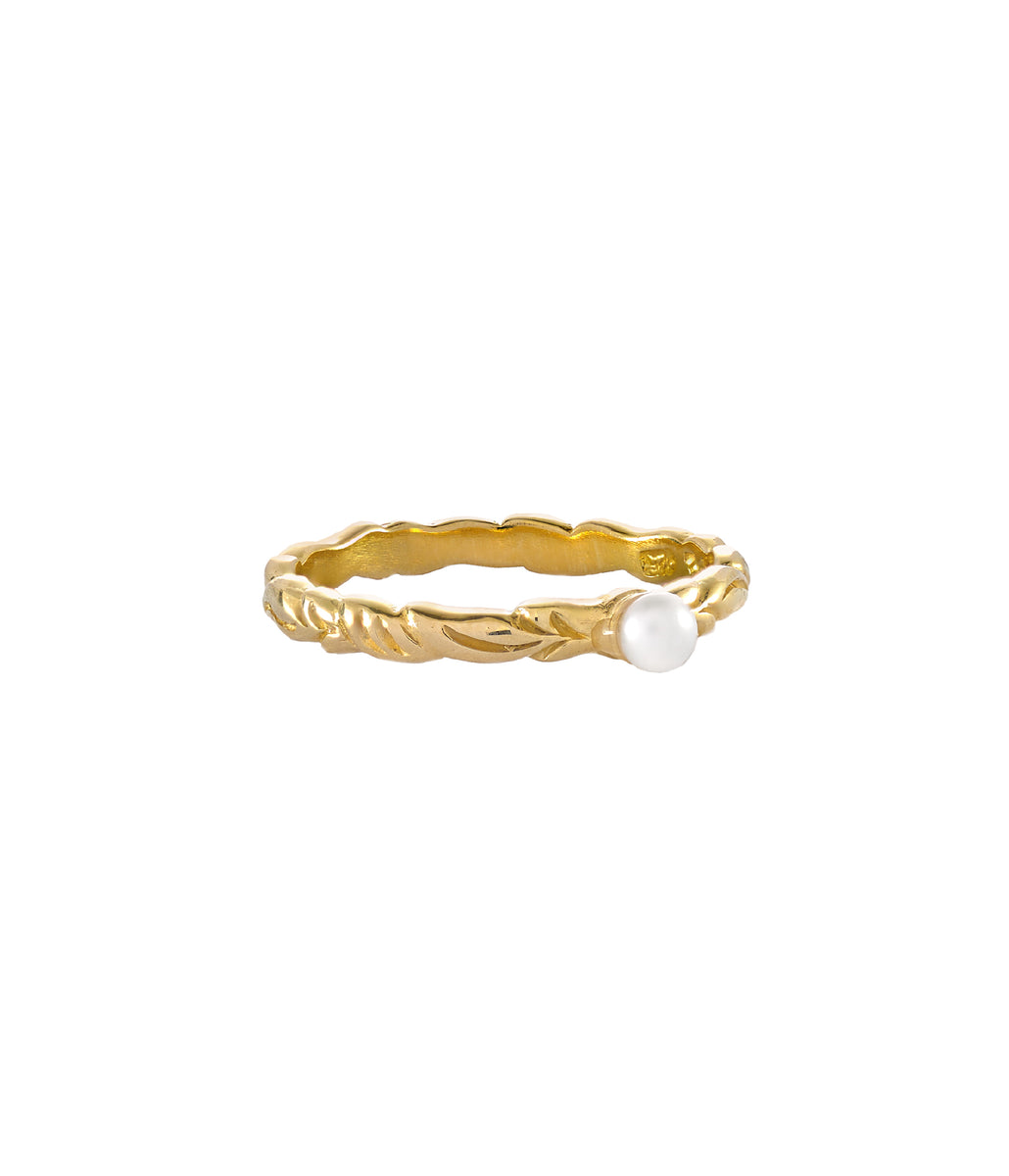 Moon Cycle Mini Pearl Ring Gold Dip – Tulola Jewelry