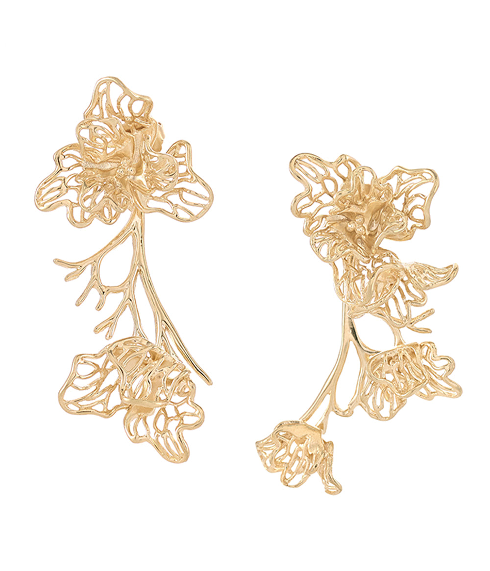 Bunga Malam Long Stud Earrings Gold Dip – Tulola Jewelry