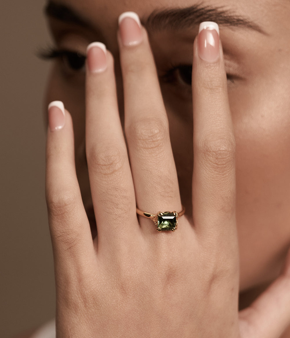 Square Green Quartz Ring Gold Dip – Tulola Jewelry