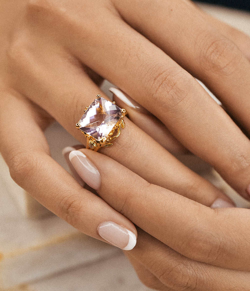 Karisma Powder Pink Amethyst Ring Gold Dip – Tulola Jewelry